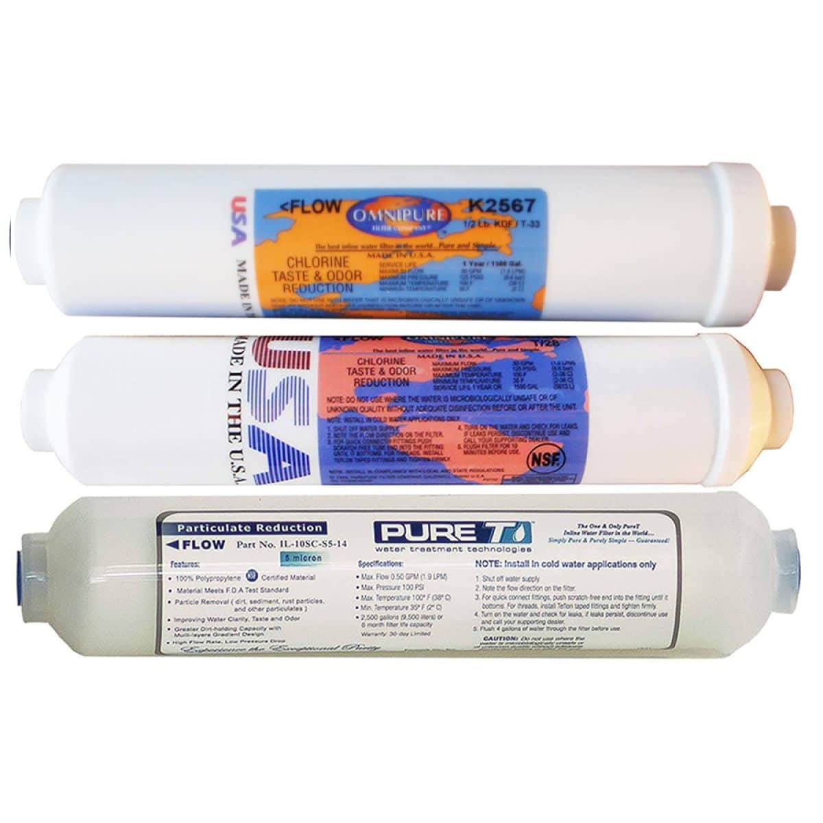 3 Filter Set for 4-stage Antibacterial KDF-55 Countertop RO Systems ...